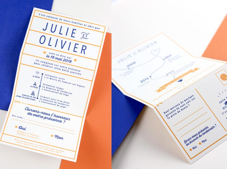 Le programme de votre mariage sur vos faire-part, claire et simple